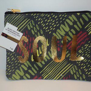 Bags | New Black Heritage Zippered Pouch Soul In Gold | Poshmark